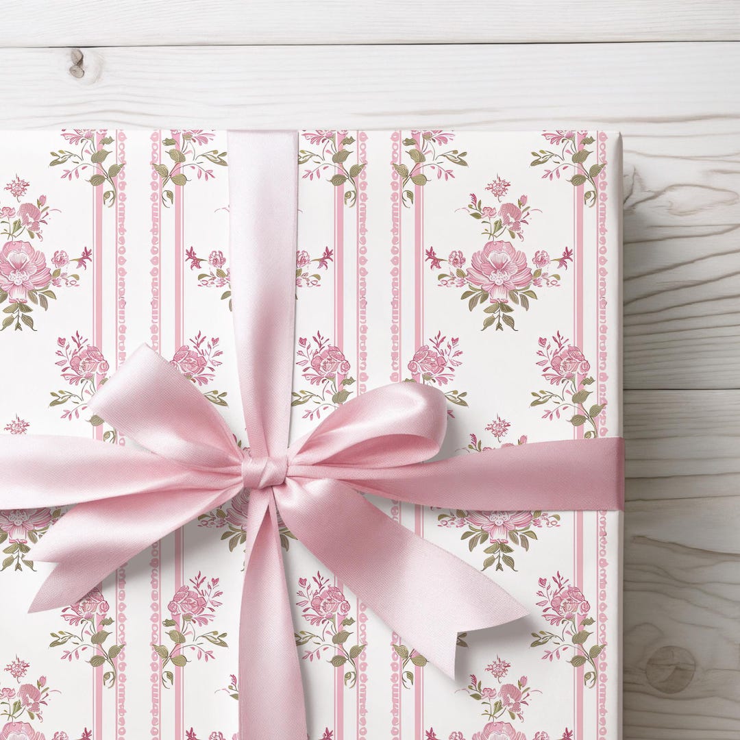 Vintage Rose Wrapping Paper in Pink, Coquette Gift Wrap, Victorian ...