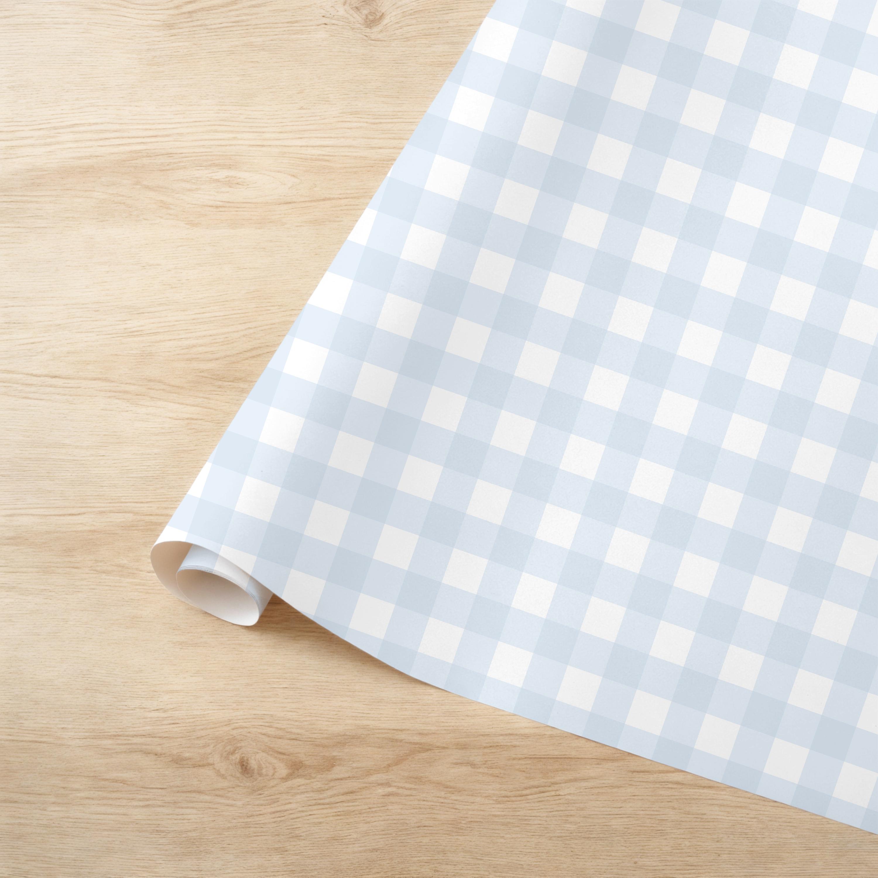 Blue Gingham Wrapping Paper Roll, Blue Gift Wrap, Boy Baby Shower ...