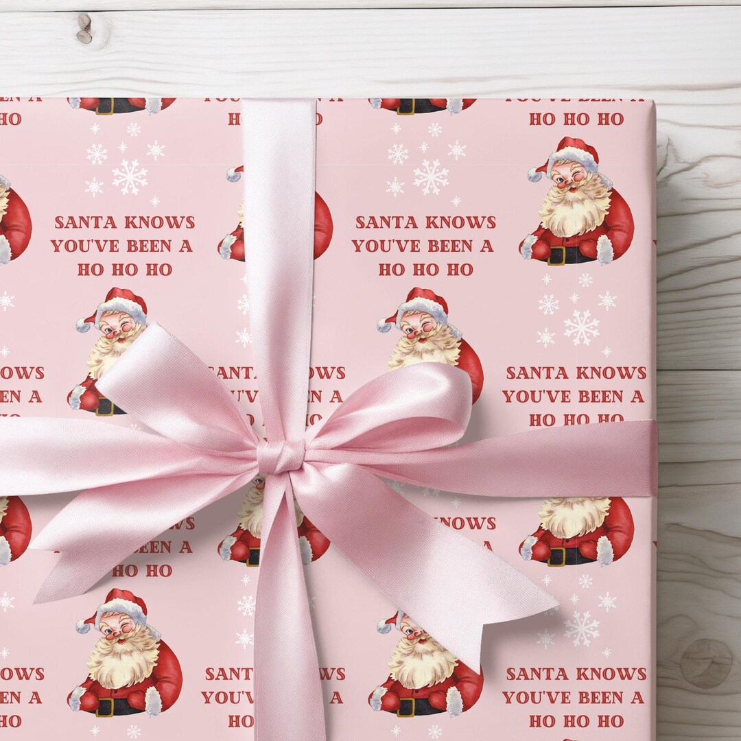 Funny Christmas Wrapping Paper, Rude Holiday Gift Wrap, Funny White ...