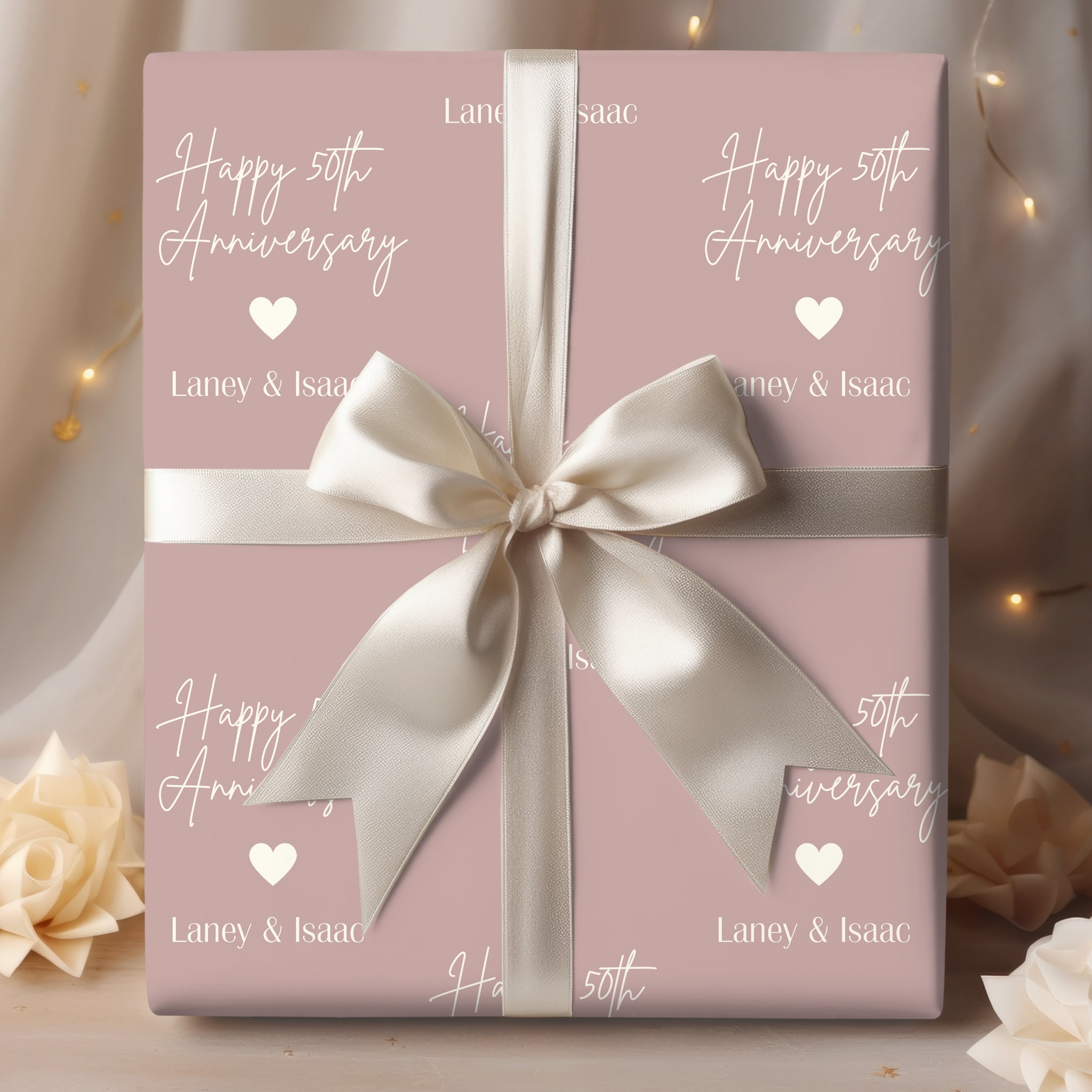 Custom Anniversary Gift Wrap, Dusty Rose Anniversary Wrapping Paper ...
