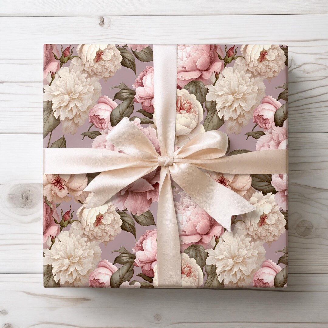 Gift Wrap, Peony Wrapping Paper, Wedding Gifts, Bridal Shower Gift Wrap ...