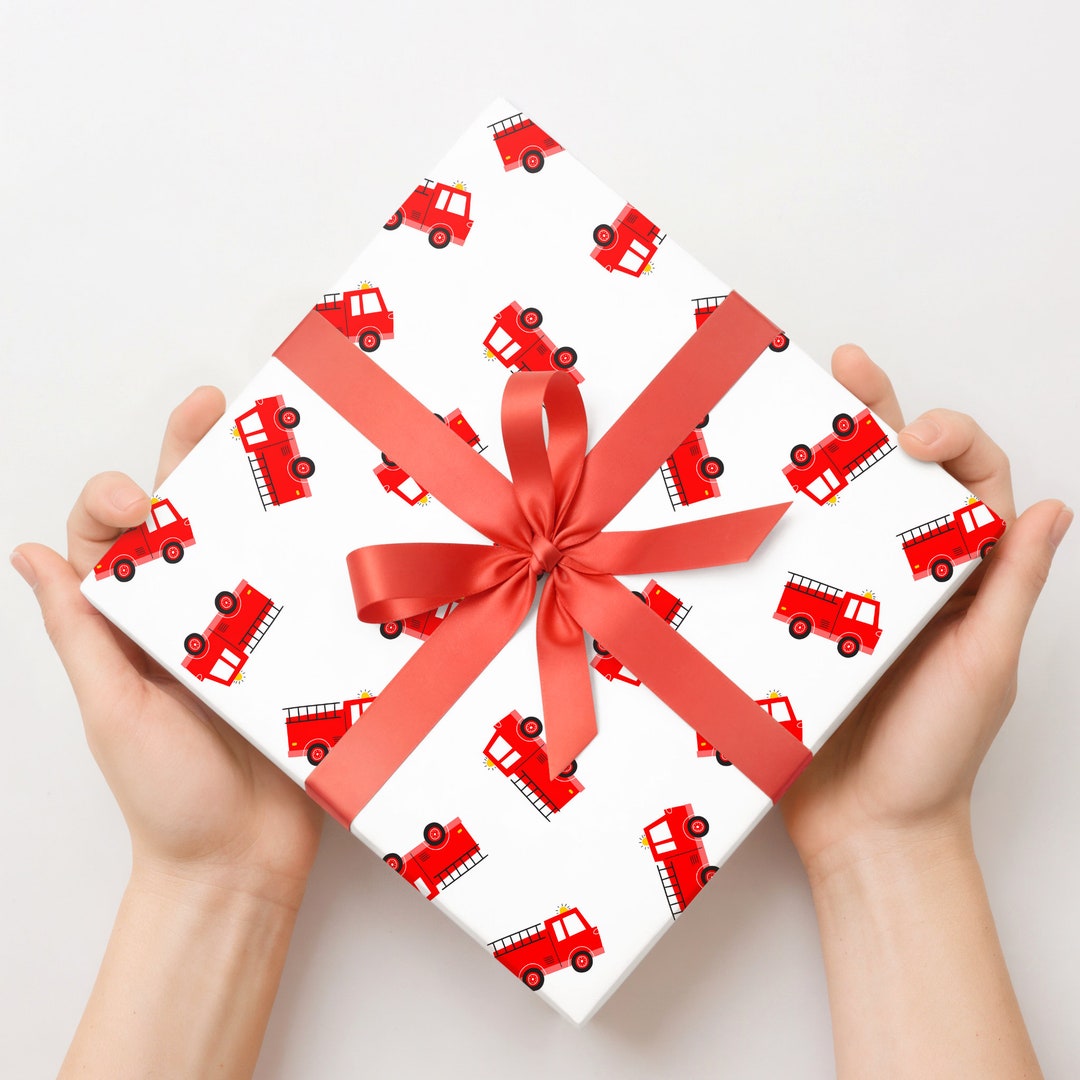 Firefighter Gift Wrap, Fire Truck Wrapping Paper Roll, Firefighter ...