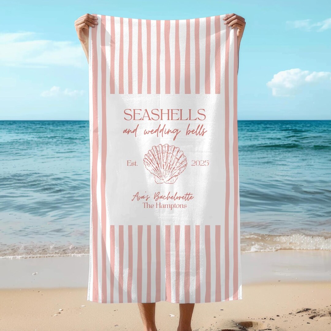 Seashells and Wedding Bells Beach Towel, Bachelorette Party Favor ...