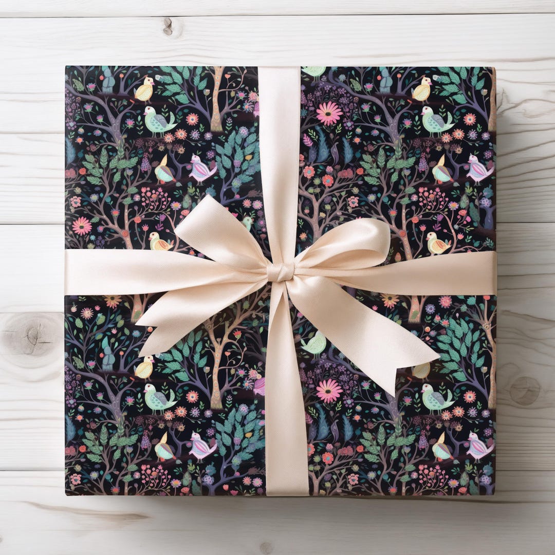 Magical Night Garden Wrapping Paper Roll, Fantasy Lover Gift, Witchy ...