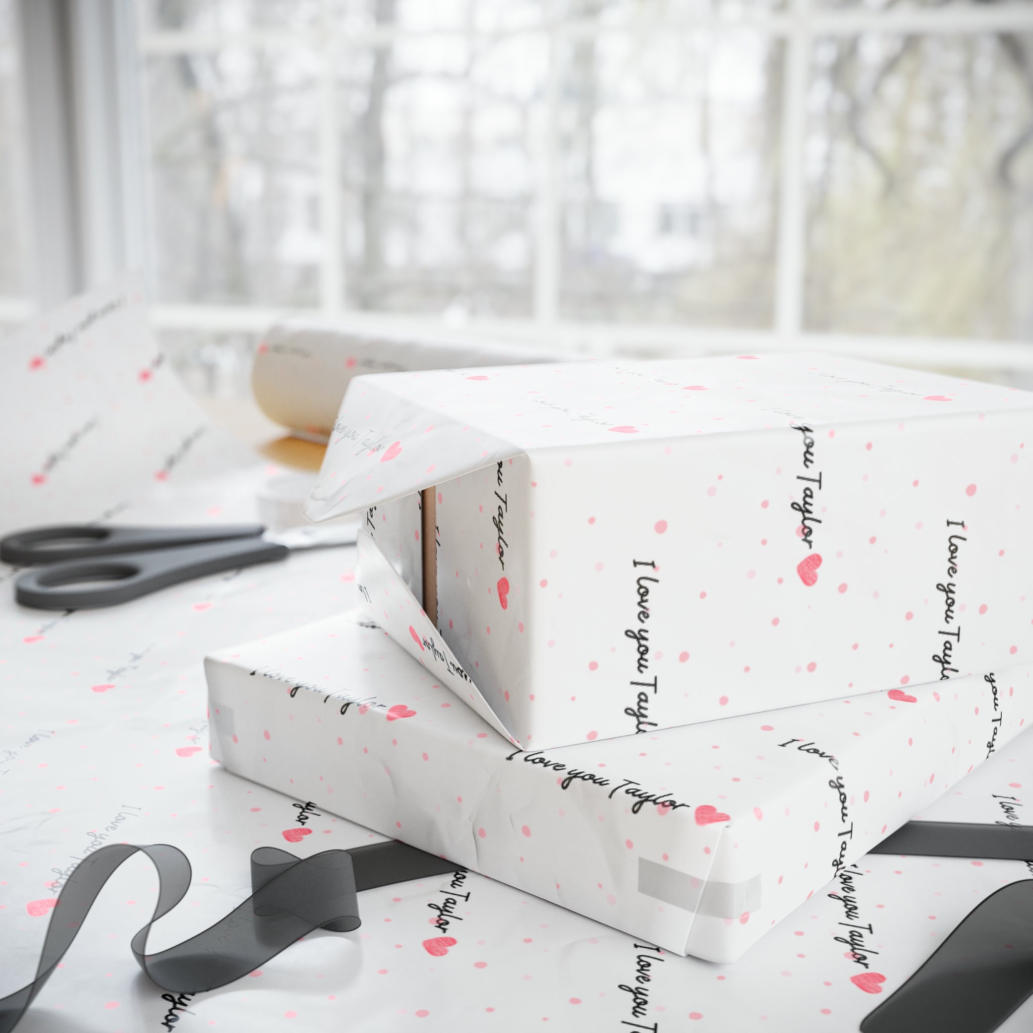 Custom I Love You Wrapping Paper, Personalized Anniversary Wrapping ...