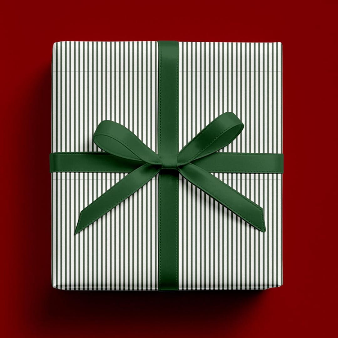 Christmas Wrapping Paper Hunter Green Pinstripe - Etsy