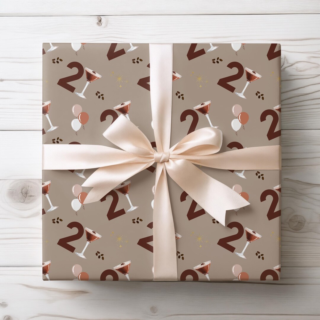 21st Birthday Gift Wrap, Milestone Birthday Wrapping Paper, Espresso ...