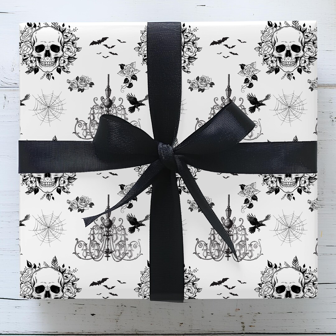 Elegant Gothic Gift Wrap, Gothic Wrapping Paper, Skull Gift Wrap ...