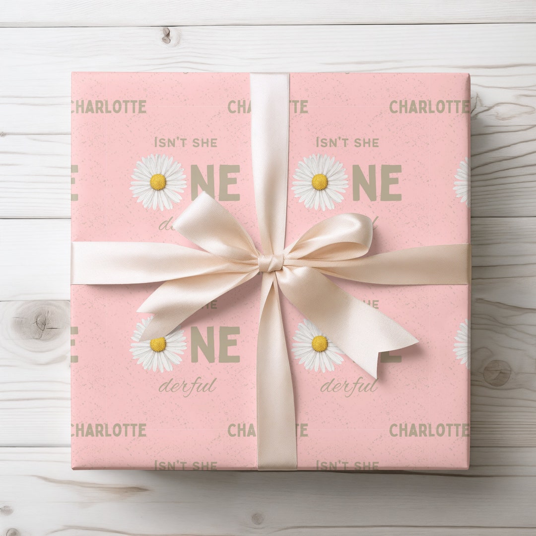 Onederful Birthday Wrapping Paper, Custom 1st Birthday Girl Gift Wrap ...