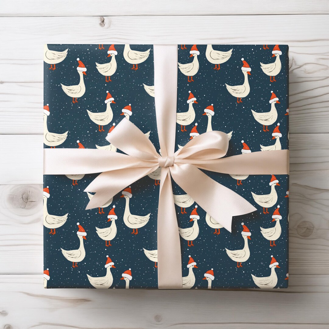 Silly Goose Christmas Wrapping Paper, Santa Goose Goose Wrapping Paper ...