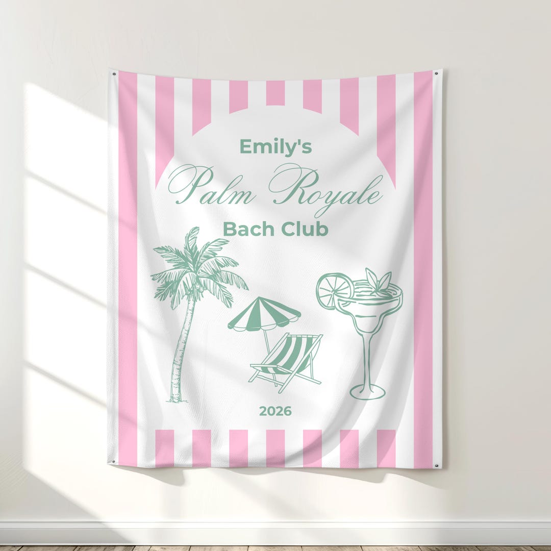 Personalized Palm Royale Bach Club Banner, Retro Glam Bachelorette ...