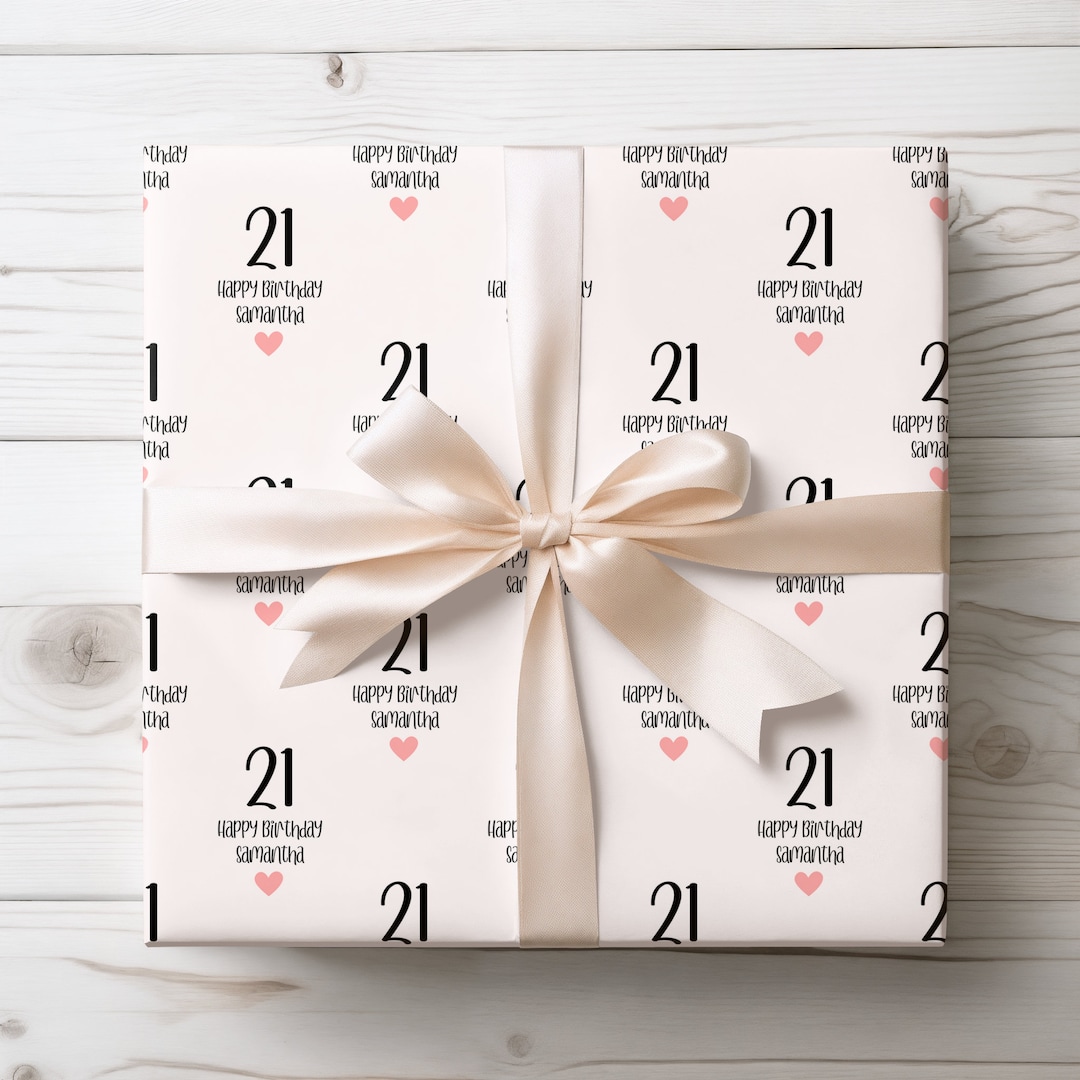 21st Birthday Gift Wrapping Paper Roll, Custom Gift Wrap, Birthday ...