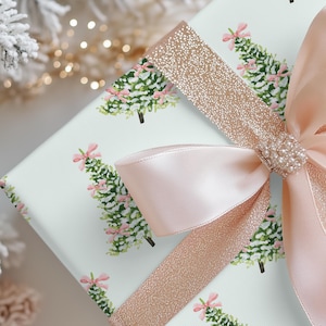 Oh Christmas Tree With Pink Bows Wrapping Paper Roll, Holiday Gift Wrap ...
