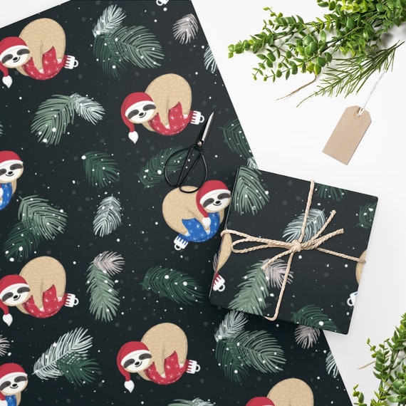 Christmas Sloth Wrapping Paper Sloth Gift Wrap Christmas - Etsy