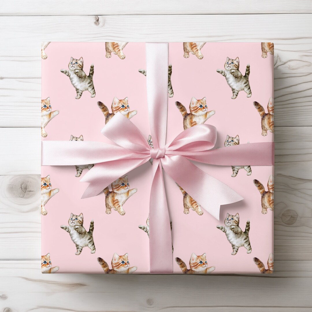 Cat Wrapping Paper Roll, Coquette Gift Wrap, Cat Lover Gift - Etsy