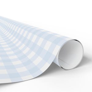 Blue Gingham Wrapping Paper Roll, Blue Gift Wrap, Boy Baby Shower ...