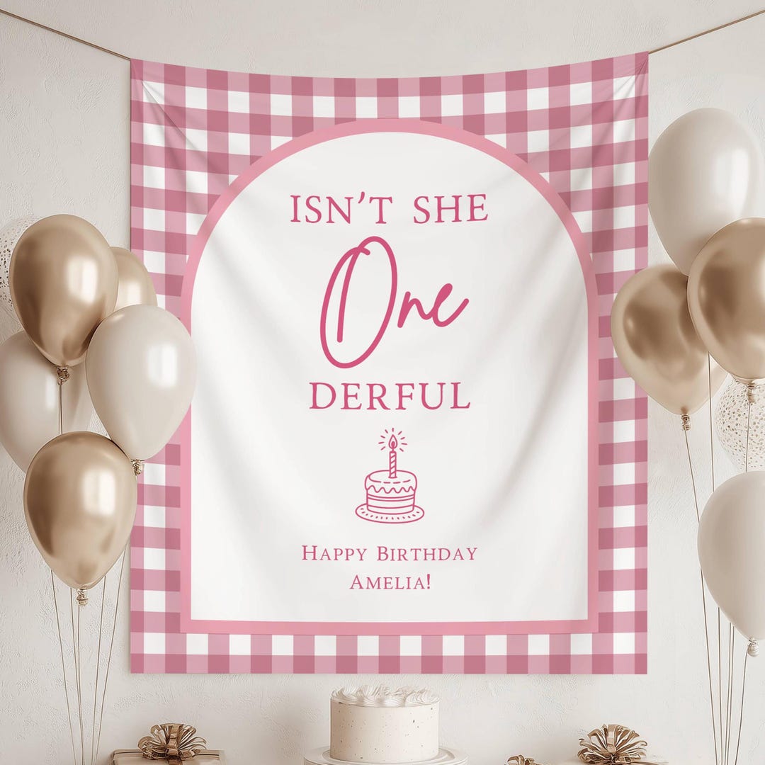 Personalized Isn't She Wonderful First Birthday Banner | Girl 1st ...