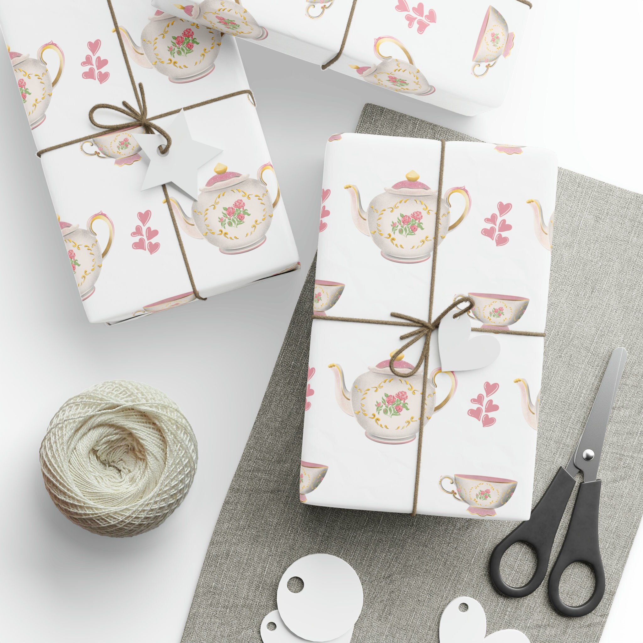 Tea Party Gift Wrap, Tea Party Luxury Wrapping Paper, Tea Party Bridal ...
