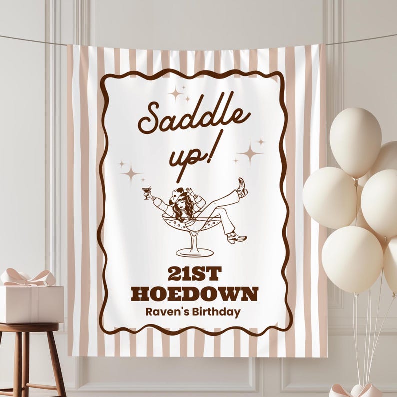 21st Birthday Banner Cowgirl, Saddle up 21 Personalized Hoedown Banner ...