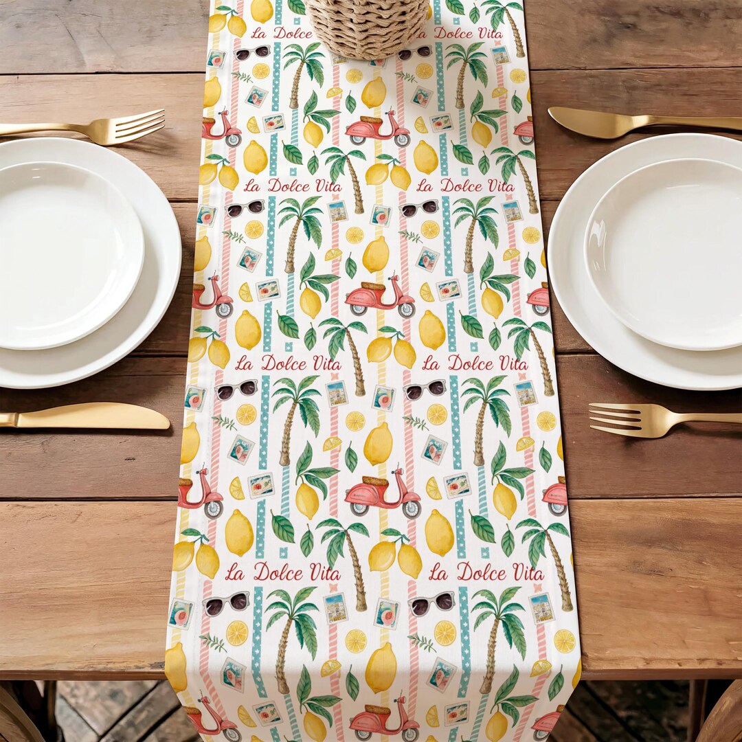 La Dolce Vita Table Runner | Amalfi Coast Lemon & Vespa Party Decor ...