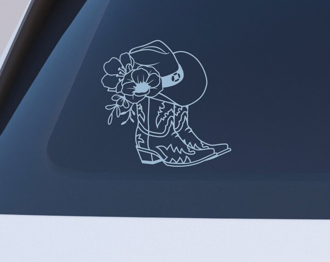 Floral Cowboy Boot Decal, Western Car Decal, Vinyl Decal, Laptop Decal ...