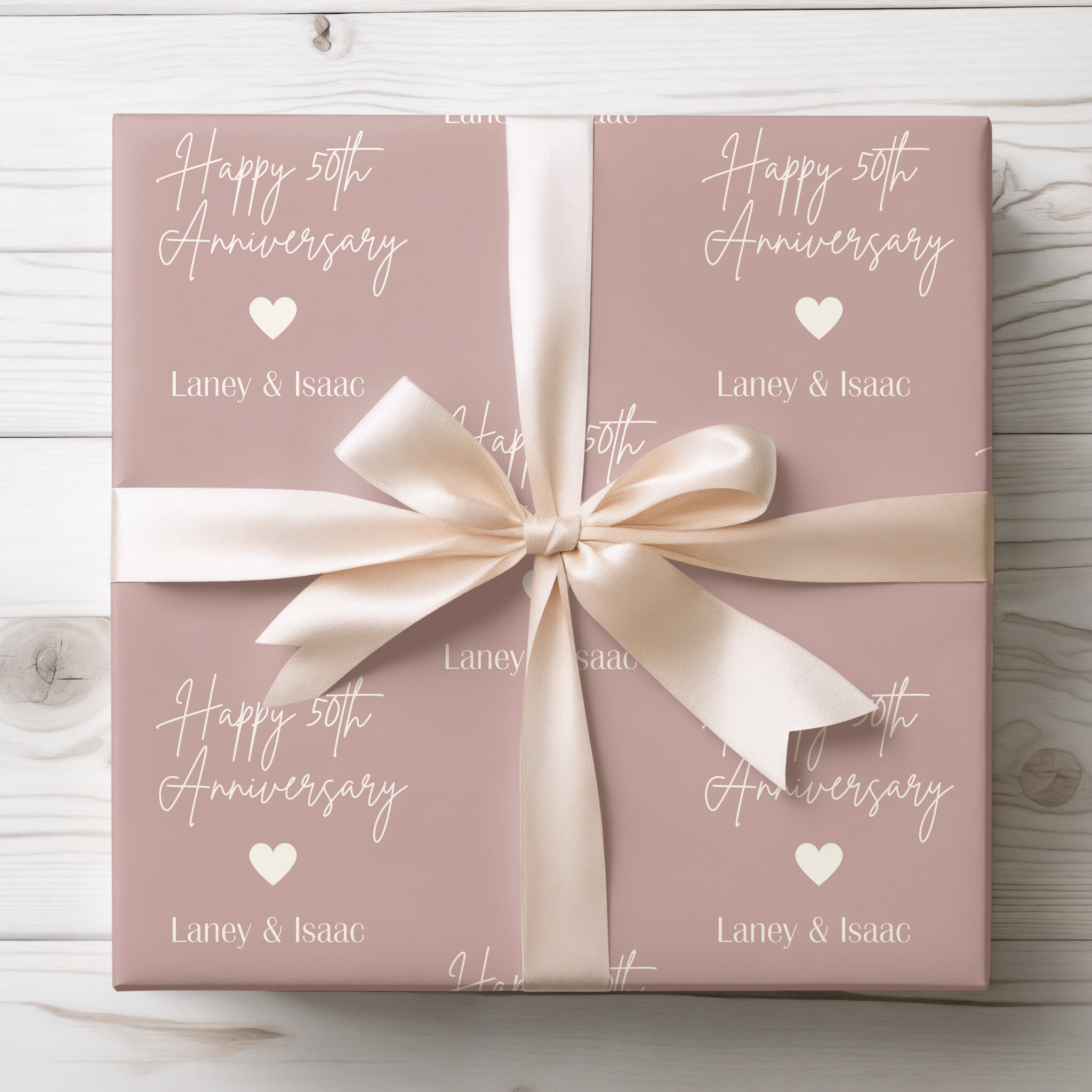 Custom Anniversary Gift Wrap, Dusty Rose Anniversary Wrapping Paper ...