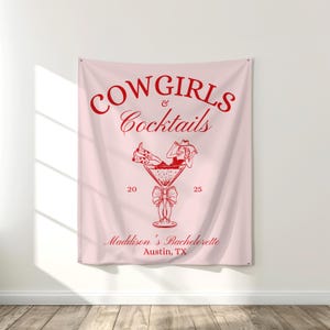Personalized Cowgirl Bachelorette Party Tapestry, Western Bridal Shower ...