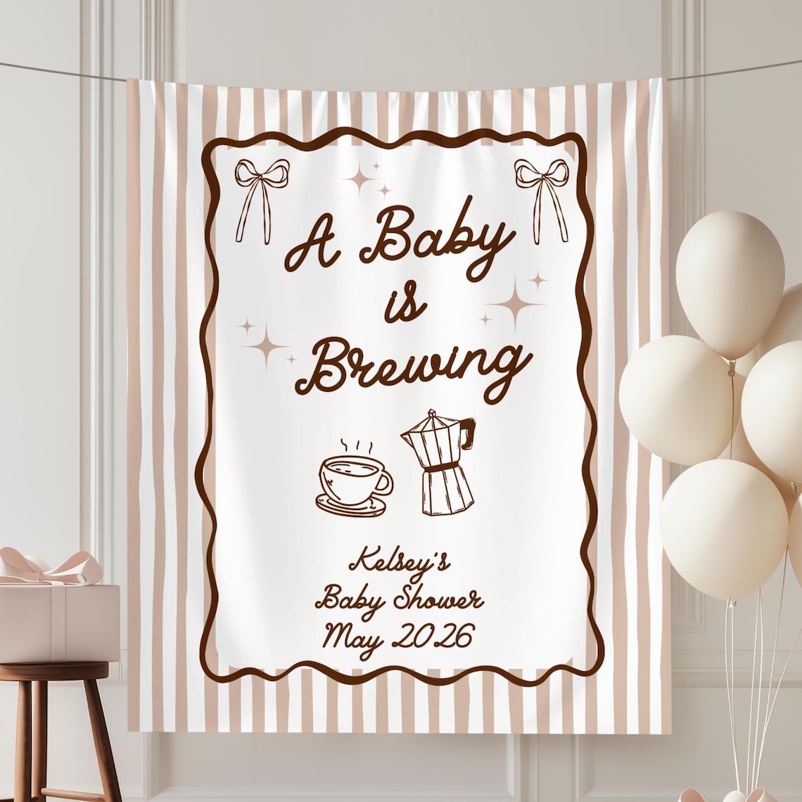 Baby is Brewing Banner Coffee Theme, Personalized Baby Shower Banner ...