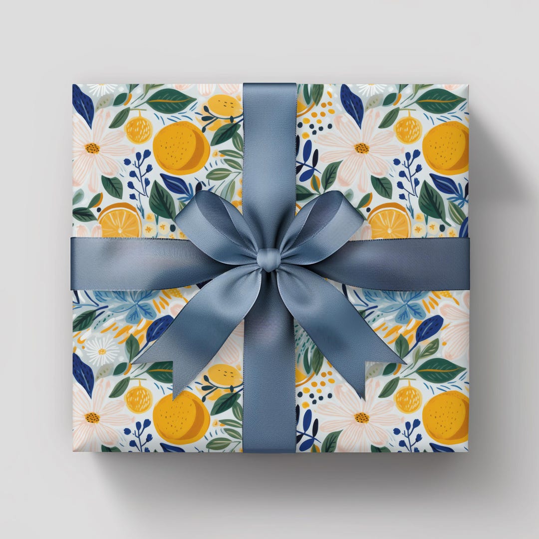Citrus Gift Wrap, Wrapping Paper Roll, Citrus Shower Gift, Amalfi Coast ...