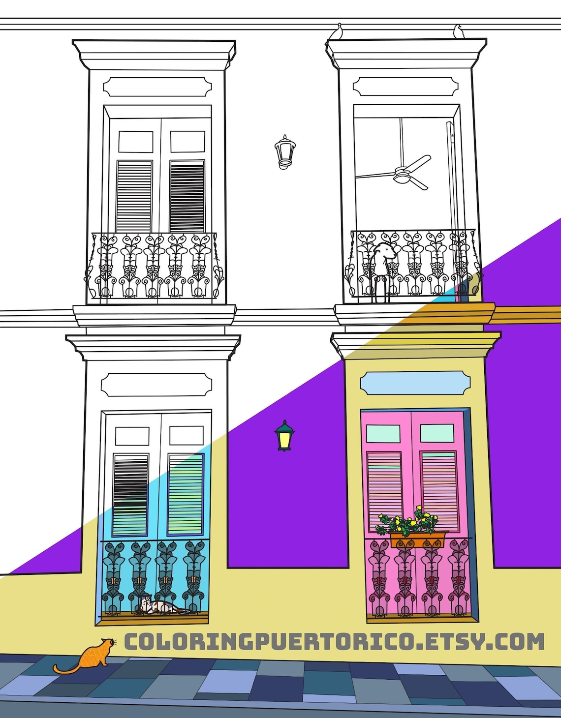 Old San Juan Coloring Book, Puerto Rico: Tus Colores - Etsy