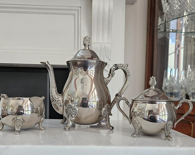 Vintage Silver Plated Ornate Tea Set - Etsy Australia