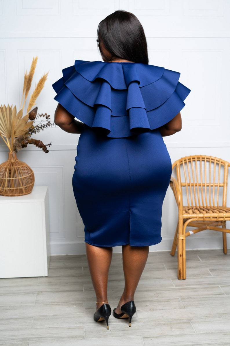 CASCADING RUFFLES Blue Plus Size Dress - Etsy