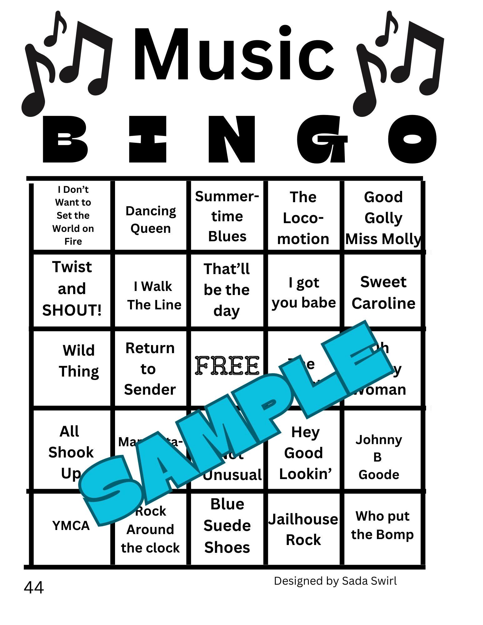 50's 60's & 70's Music Bingo Card Pack #3: Sheets 36 Thru 60 - Etsy
