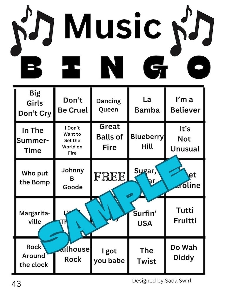 1 Thru 15 Individual 50's 60's & 70's MUSIC BINGO Cards and Link to ...