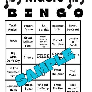 50's 60's & 70's Music Bingo Card Pack #3: Sheets 36 Thru 60 - Etsy