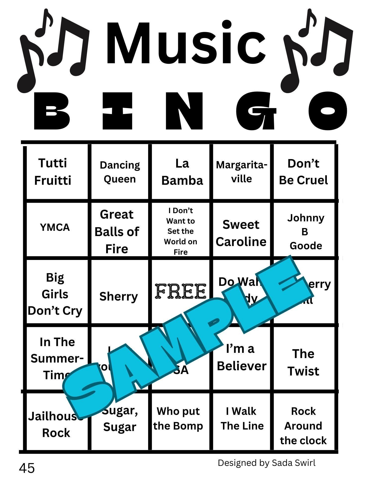 50's 60's & 70's Music Bingo Card Pack #3: Sheets 36 Thru 60 - Etsy