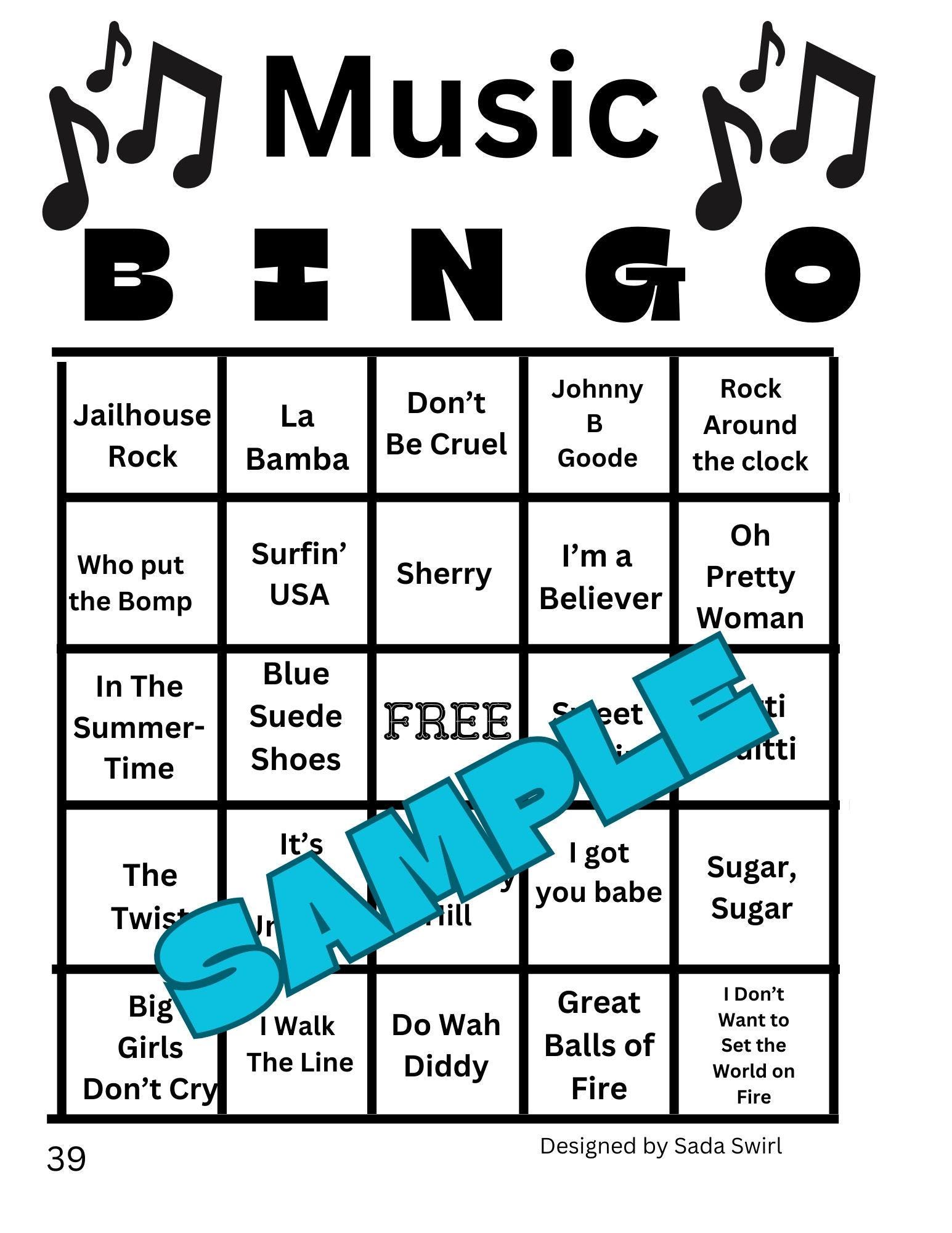 50's 60's & 70's Music Bingo Card Pack #3: Sheets 36 Thru 60 - Etsy