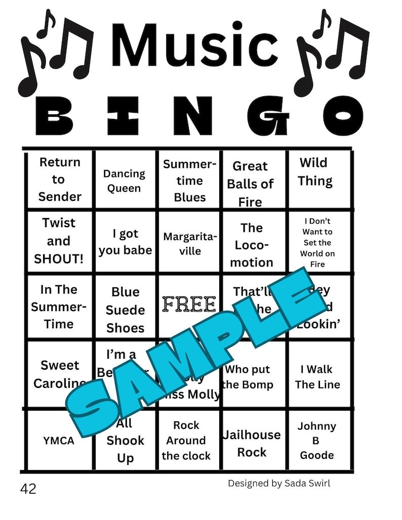 50's 60's & 70's Music Bingo Card Pack #3: Sheets 36 Thru 60 - Etsy