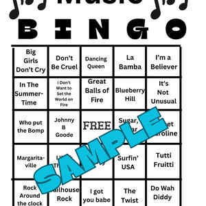 50's 60's & 70's MUSIC BINGO Pack #2: Sheets 16 Thru 35 - Etsy