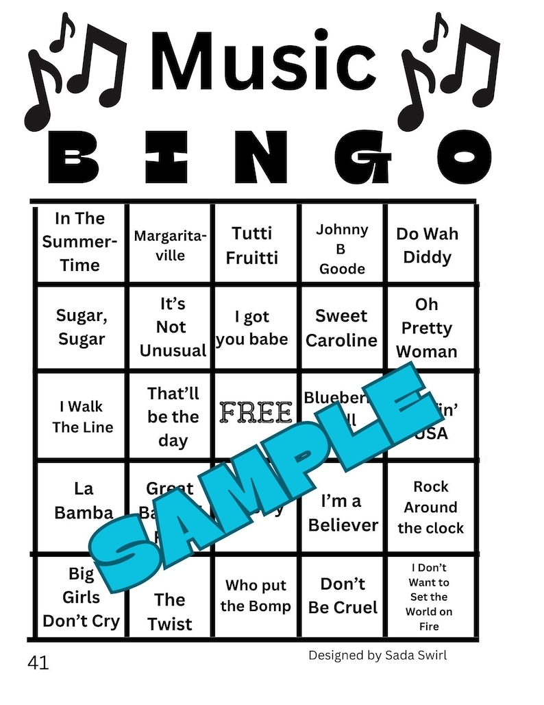 50's 60's & 70's Music Bingo Card Pack #3: Sheets 36 Thru 60 - Etsy