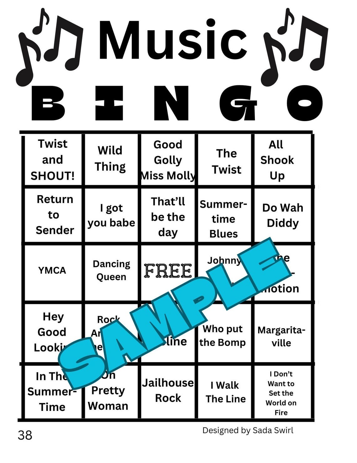 50's 60's & 70's MUSIC BINGO Pack #2: Sheets 16 Thru 35 - Etsy