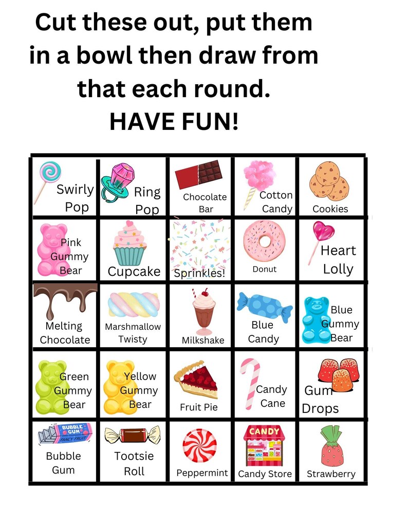 Sweet Tooth BINGO Pack #2 Cards 21-35 (15ct) - Etsy