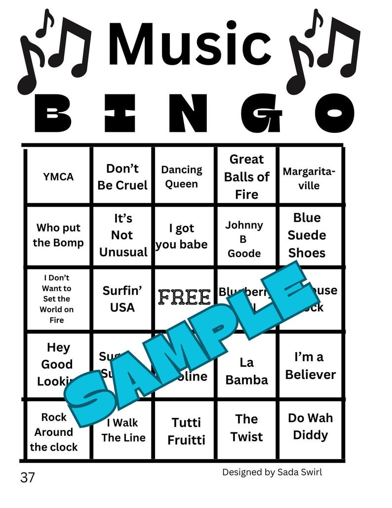 50's 60's & 70's MUSIC BINGO Pack #2: Sheets 16 Thru 35 - Etsy