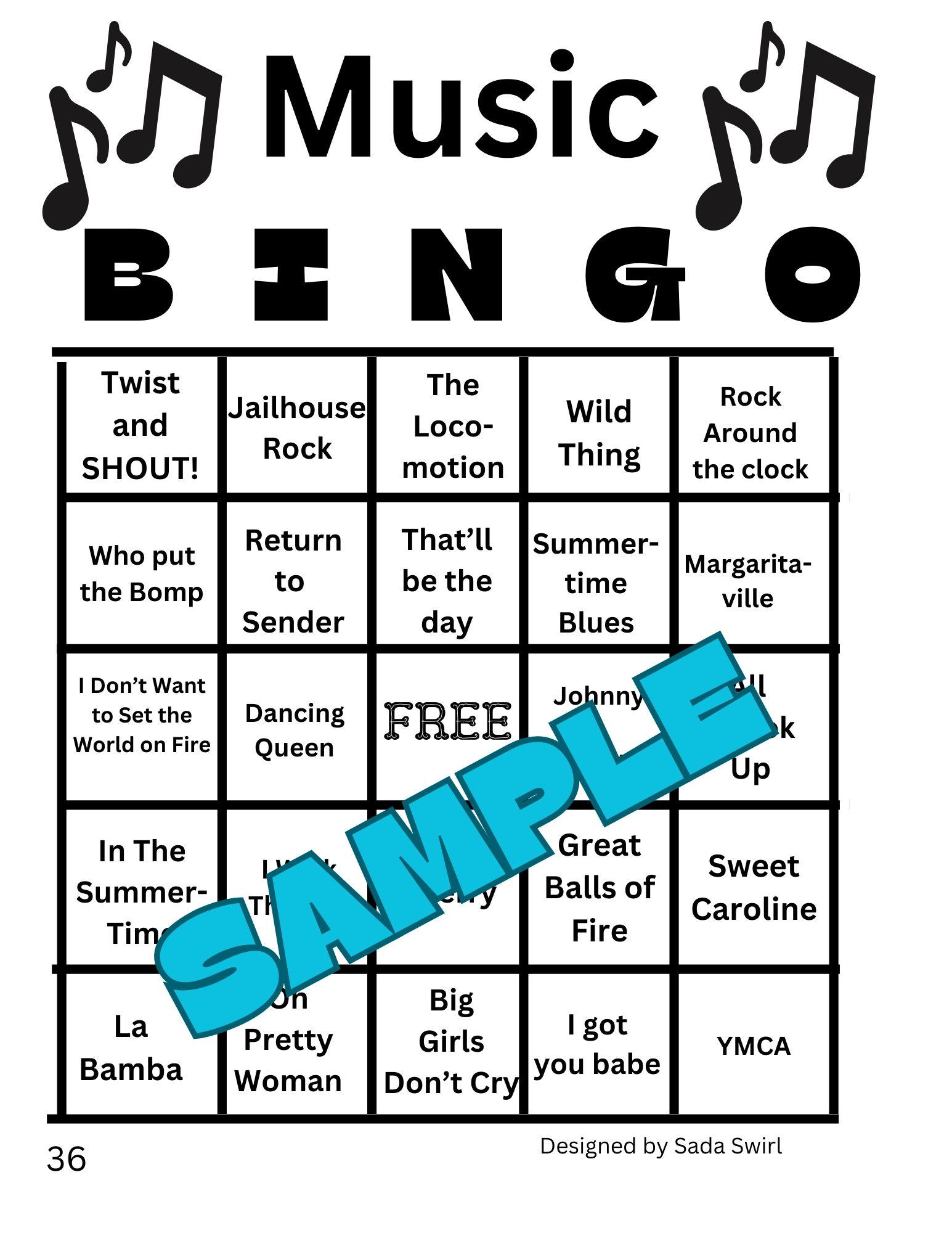 50's 60's & 70's MUSIC BINGO Pack #2: Sheets 16 Thru 35 - Etsy