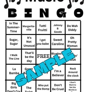 1 Thru 15 Individual 50's 60's & 70's MUSIC BINGO Cards and Link to ...