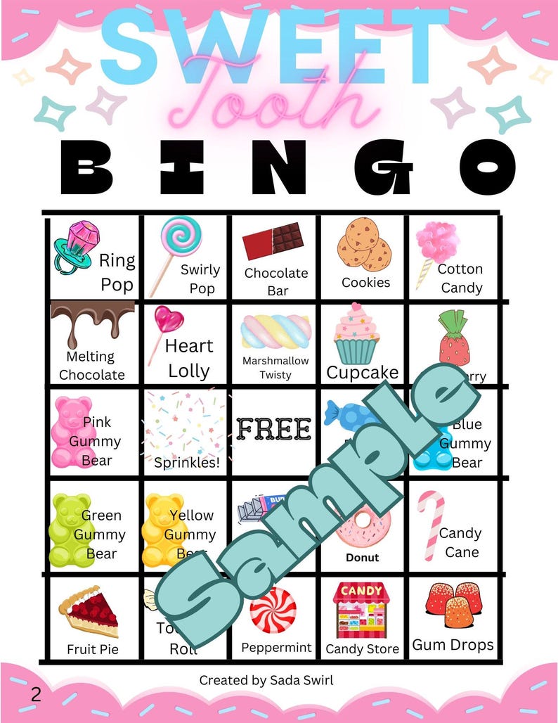 Sweet Tooth BINGO Pack #2 Cards 21-35 (15ct) - Etsy