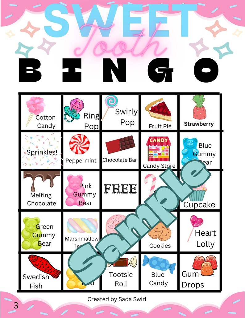 Sweet Tooth Bingo Sheets 20 Pack (pack #1) - Etsy