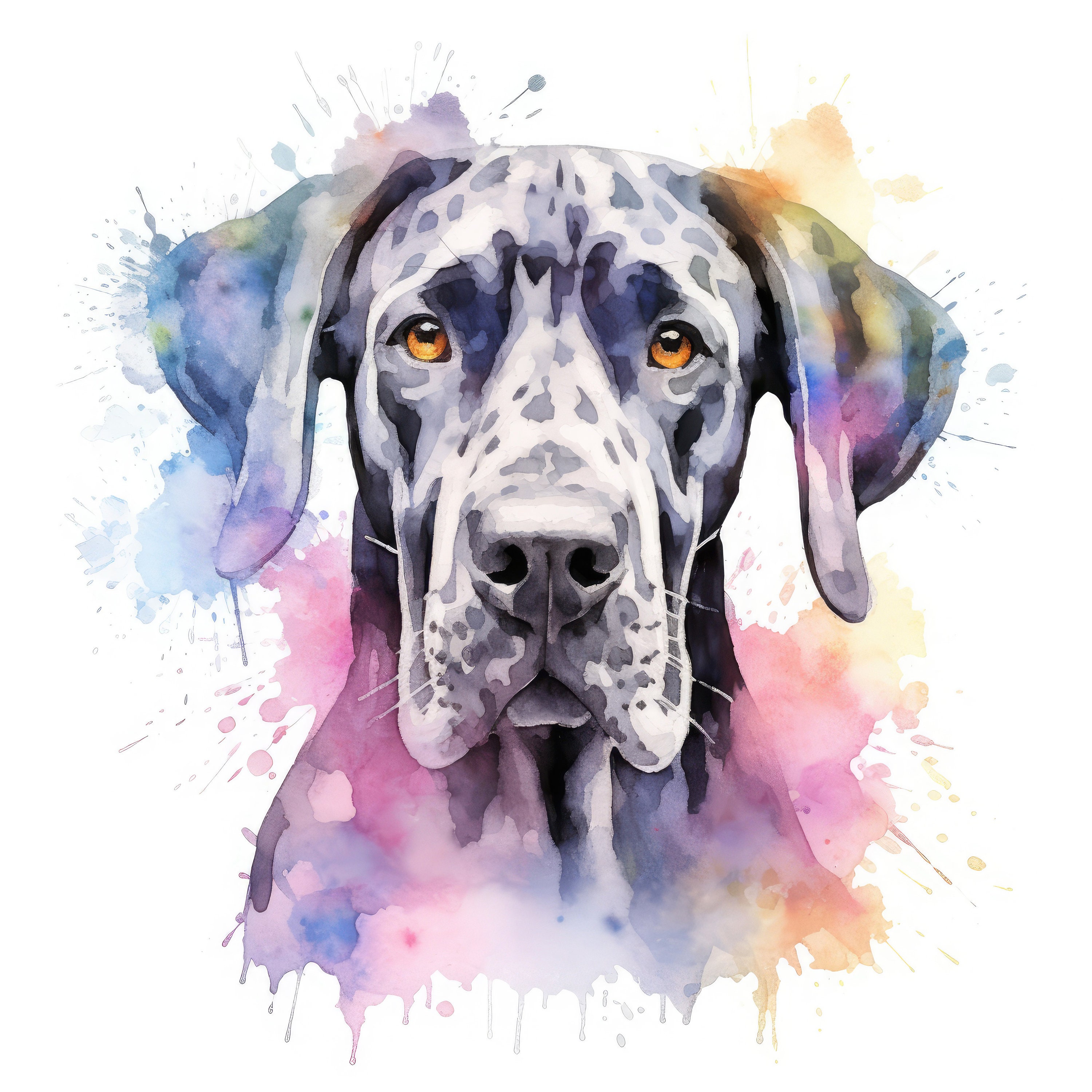 Watercolor Great Dane Dog Clipart | 10 High Quality JPG | Scrapbooking ...