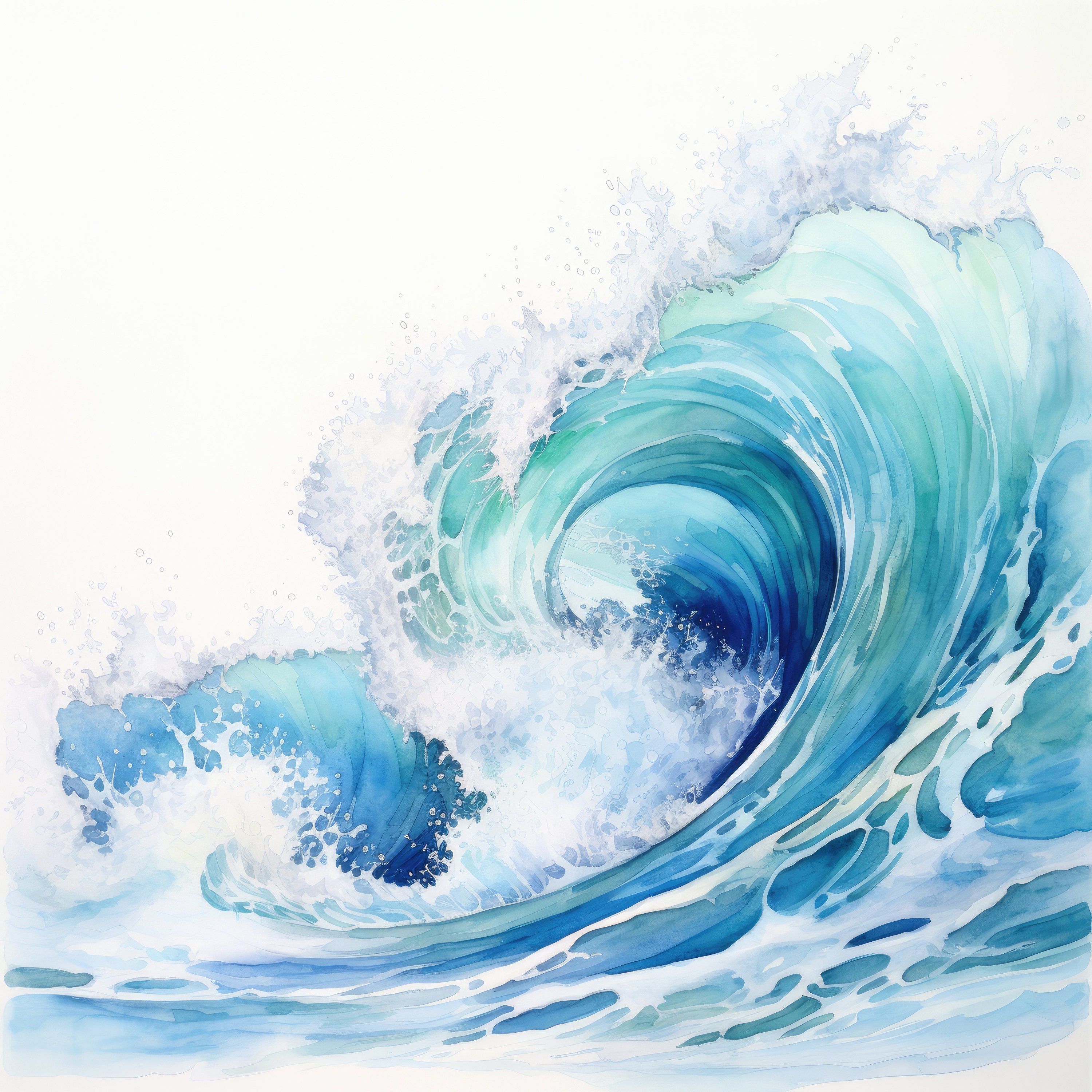 Ocean Waves Clipart Watercolor 10 High Quality JPG Scrapbooking, Card ...