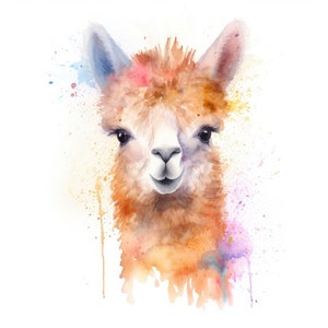 Watercolor Llama Alpaca Clipart | 10 High Quality JPG | Scrapbooking ...